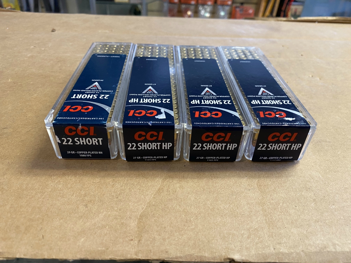 400 Rounds Cci 22 Short Hp/Short Four 100 Round Boxes New .22 Short For ...