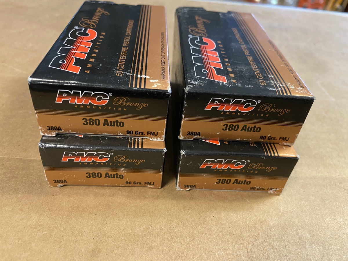 200 Rounds Pmc 380 Auto 90 Grain Full Metal Jacket New In Boxes .380 ...