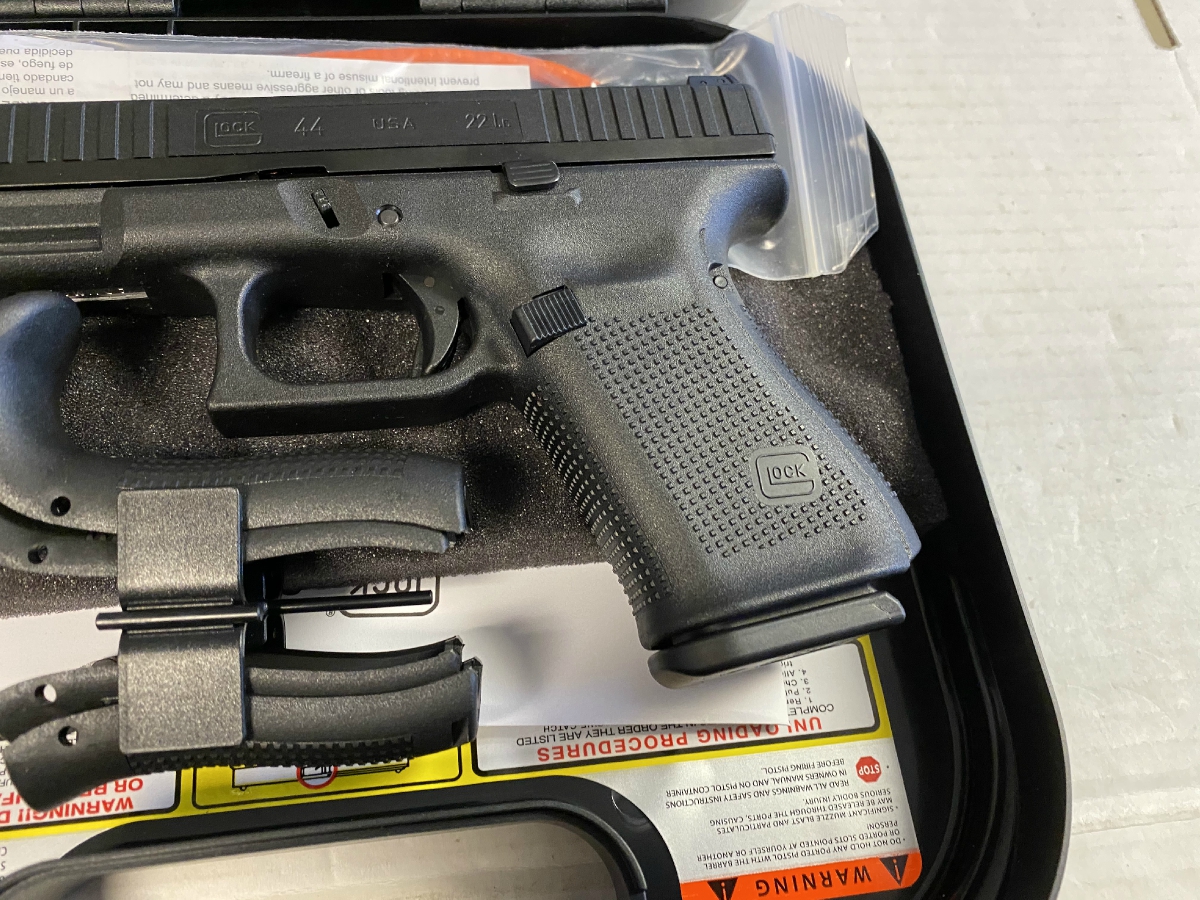 Glock Model G44 22 Lr 4.02 Inch Barrel 10+1 Black Interchangeable Backstrap Grip Factory New .22 ...