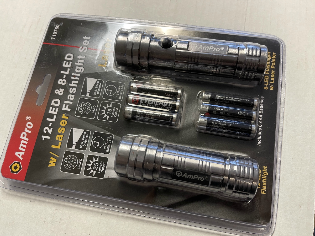 Ampro T19760 8-Led And 12-Led Laser Flashlight Set New For Sale at GunAuction.com - 17120939