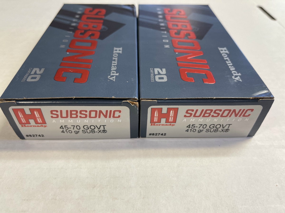 40 ROUNDS Hornady 82742 Subsonic 45-70 Gov 410 gr Sub-X NEW IN BOXES ...