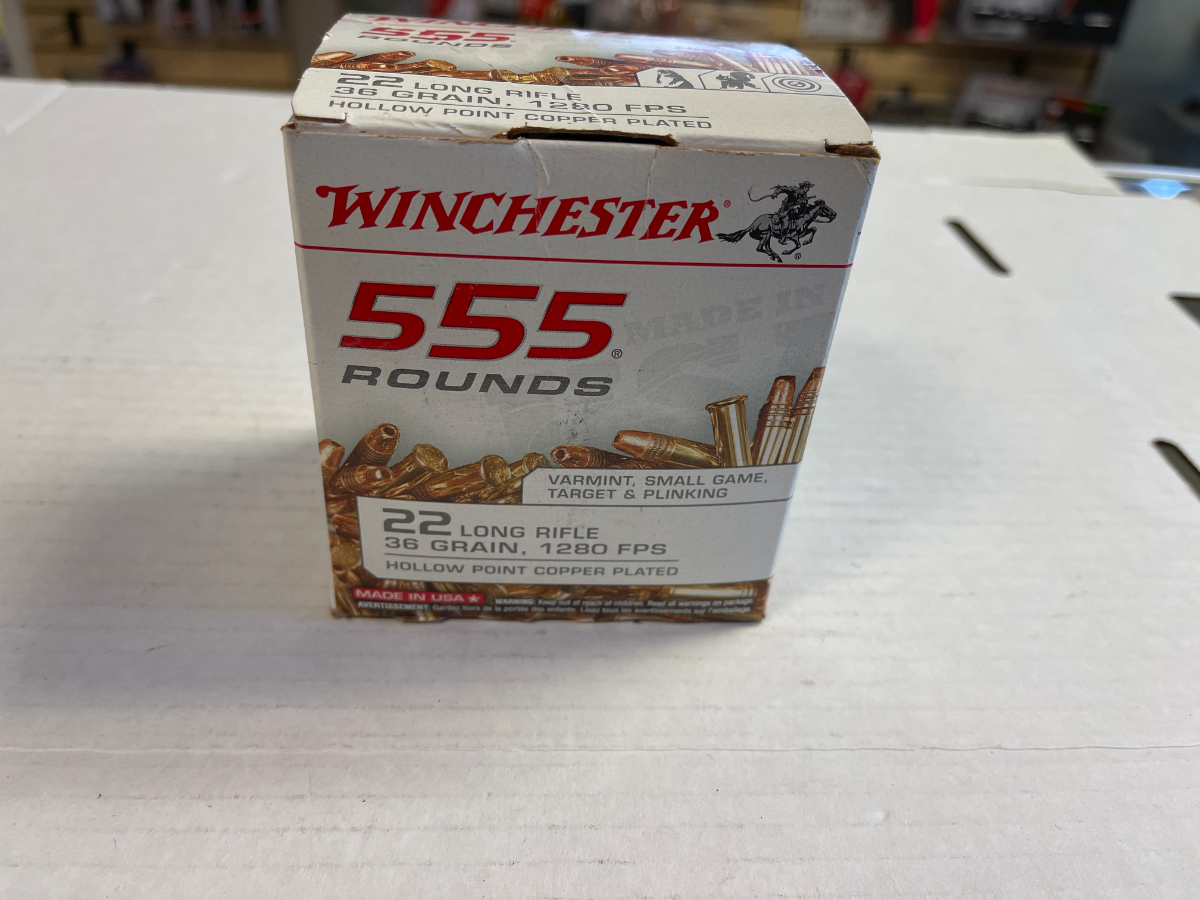 555 Rounds Winchester 22 Lr Hollow Point 36 Grain 1280 Fps New .22 Lr ...