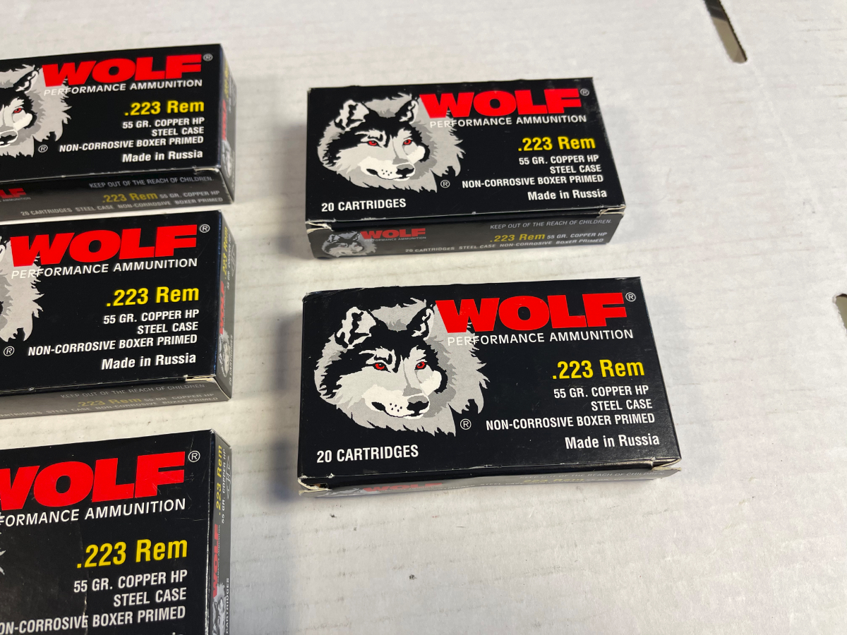 100 Rounds Wolf 223 Remington 55 Grain Copper Hollow Point New In Boxes ...