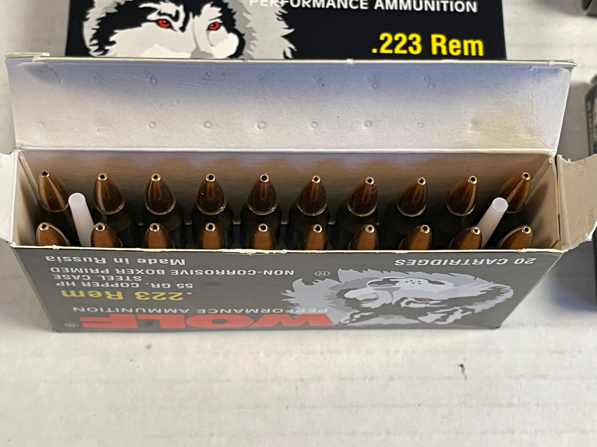 100 Rounds Wolf 223 Remington 55 Grain Copper Hollow Point New In Boxes ...