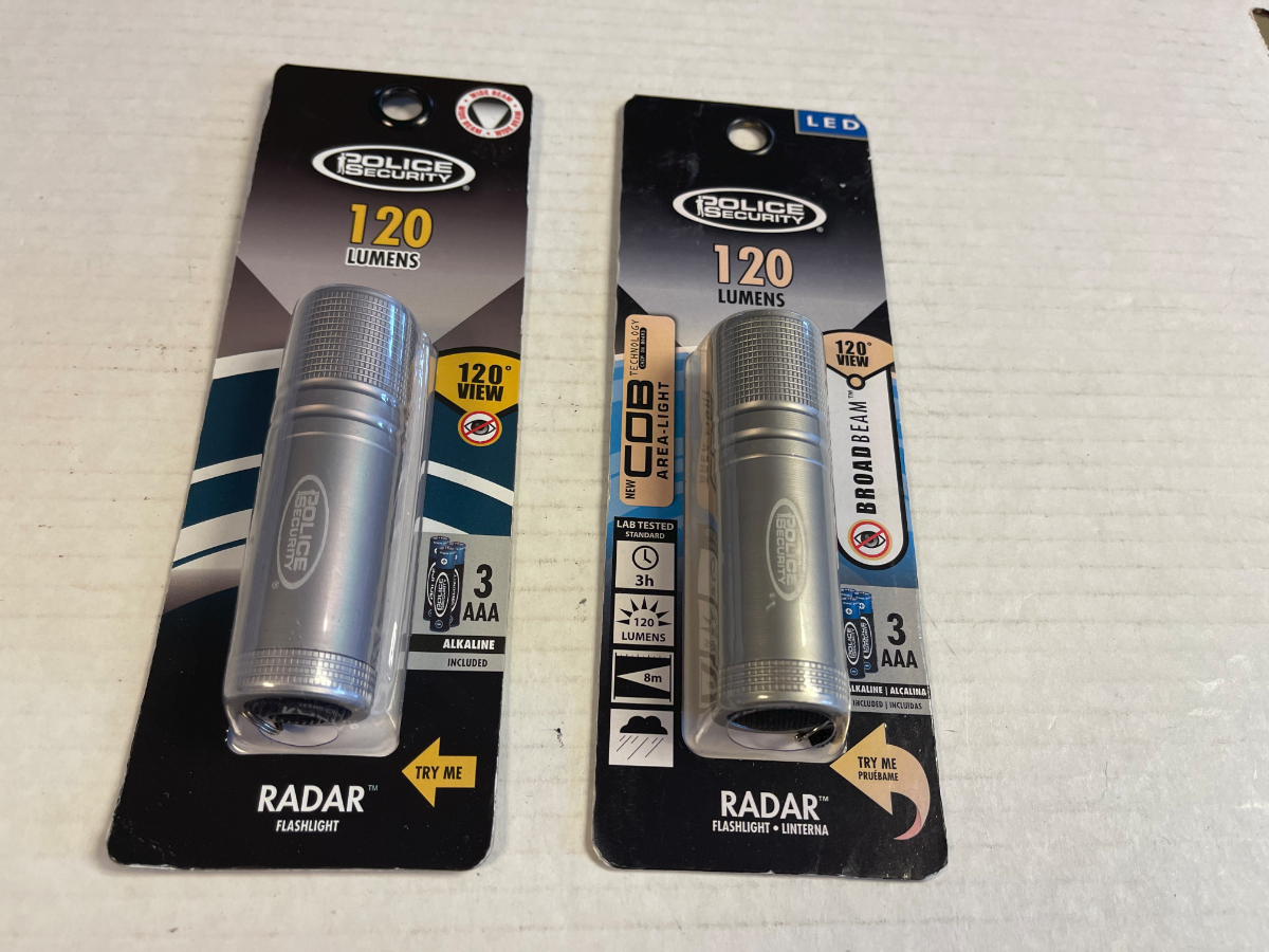 Two Police Security Radar Flashlight Led 120 Lumens 3.25 Long 3 Aaa ...
