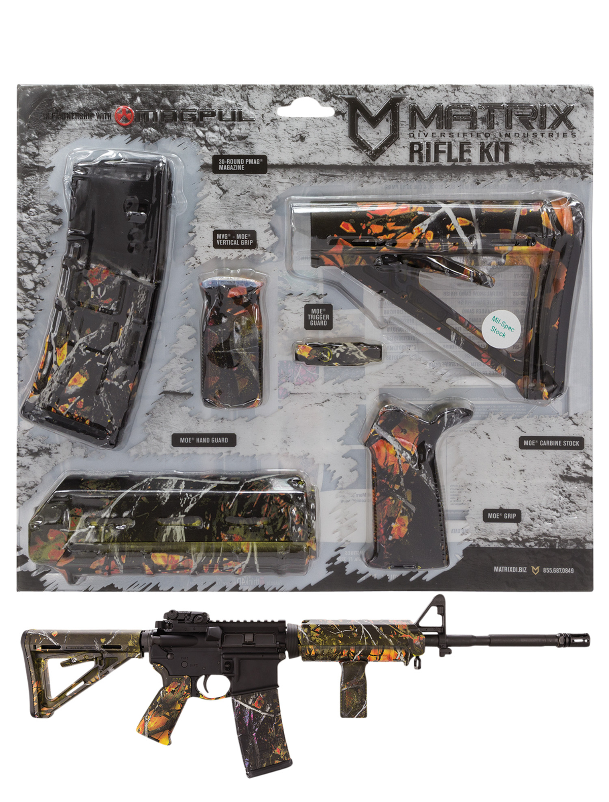 Magpul Matrix Diversified Ind Carbine Accessory Kit Ar-15 Wildfire Camo ...