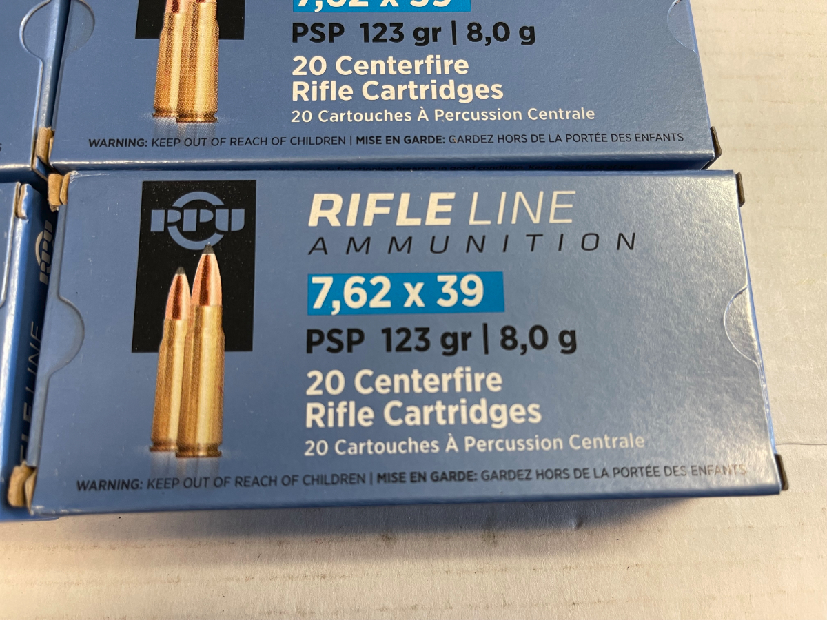 200 Rounds Ppu Pp76239p Metric Rifle 7.62x39mm 123 Gr Pointed Soft ...