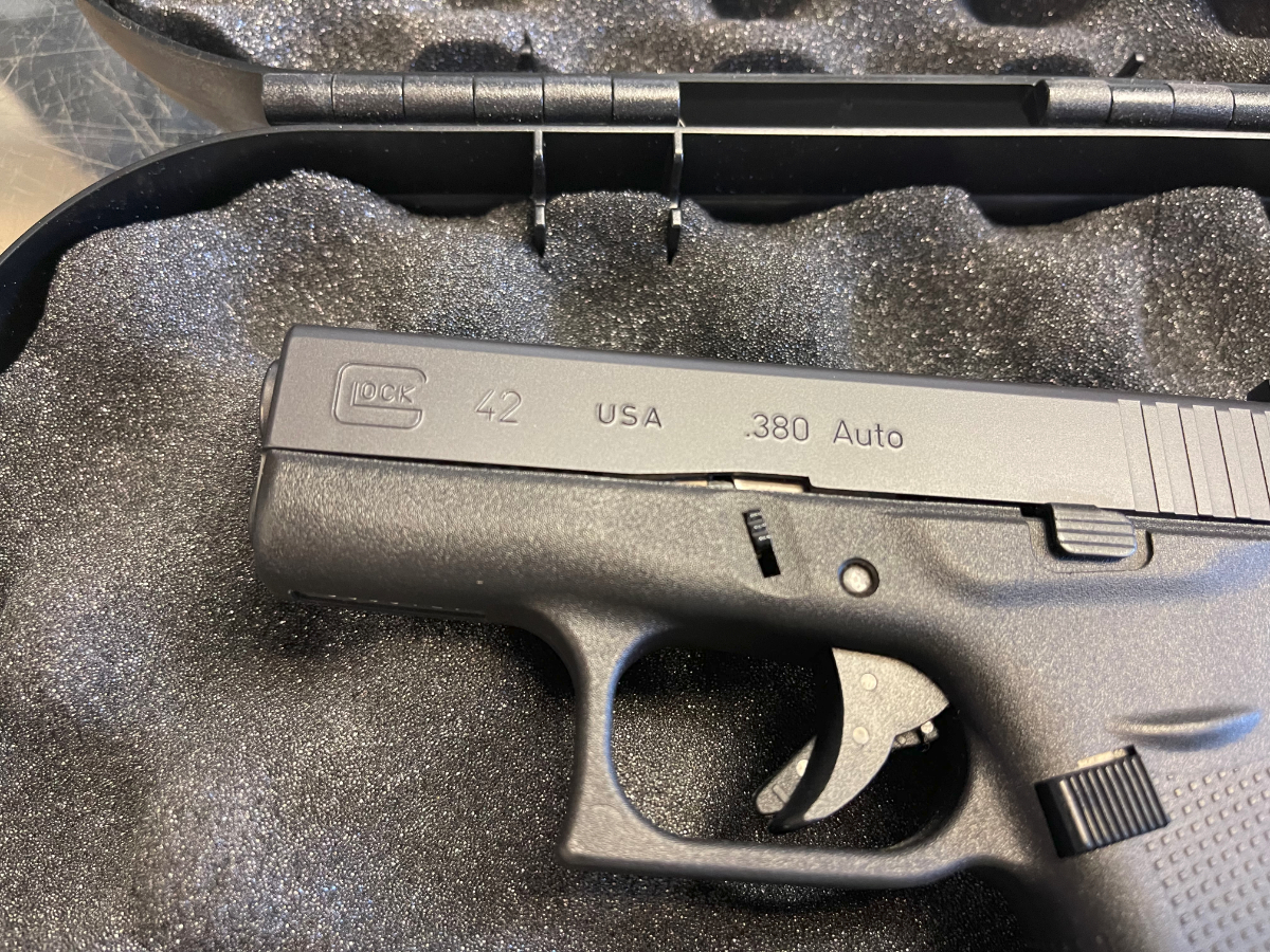 Glock G42 Compact 3.25 Inch Barrel 6+1 Black Steel Slide Polymer Grip ...