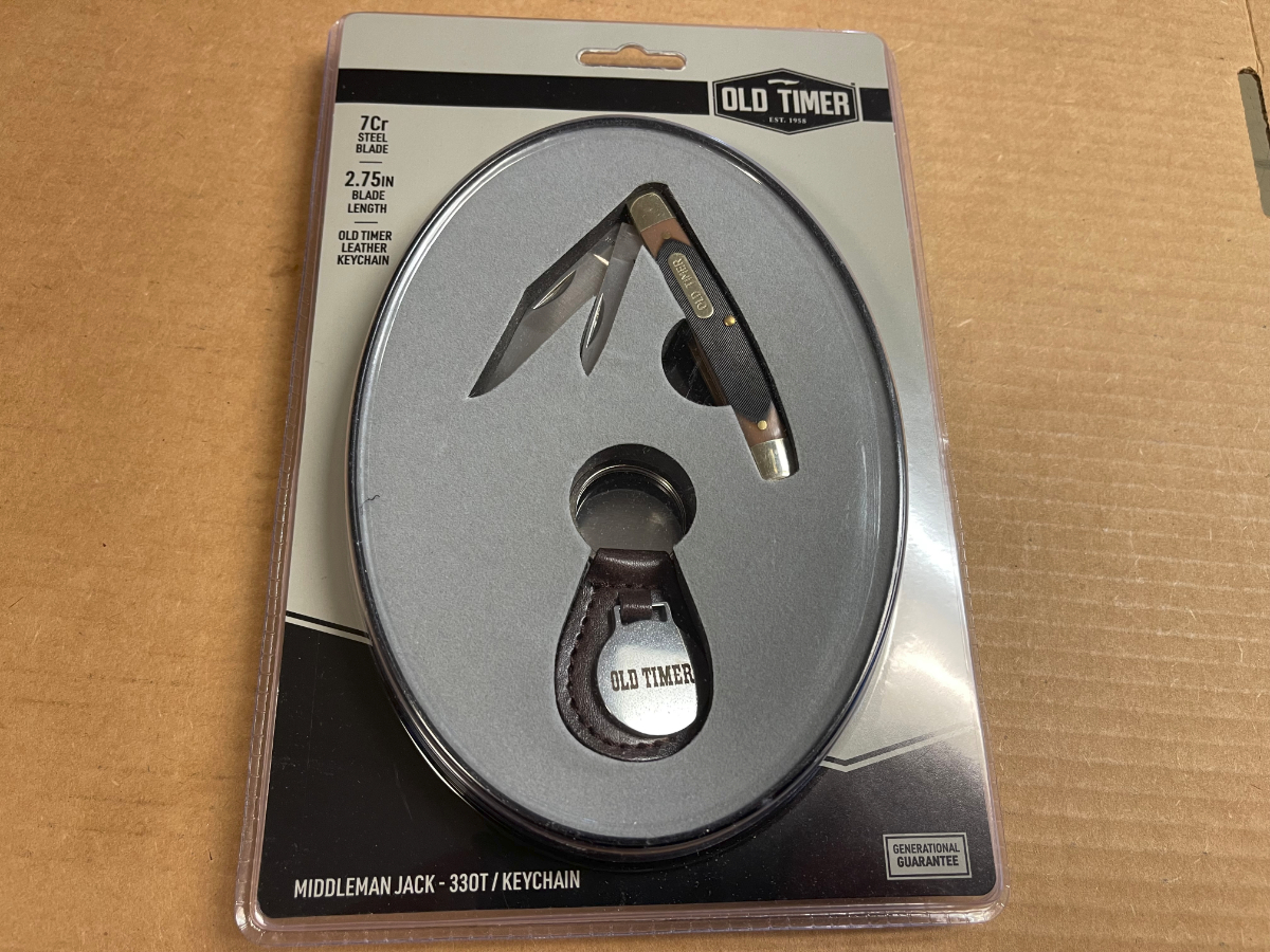 Schrade Old Timer Trapper Knife W/ Leather Keychain New In Package For ...