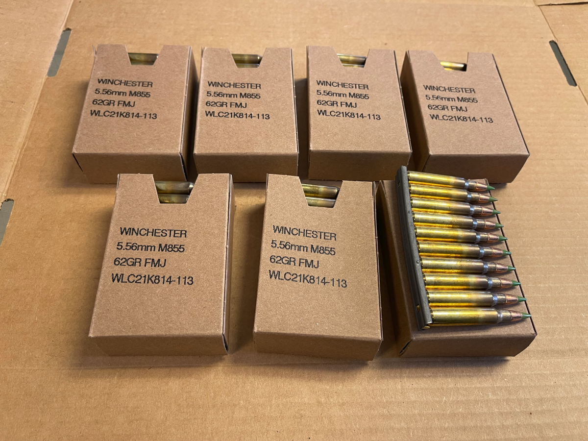 210 Rounds Clipped Winchester Ammo Usa Green Tip 5.56 Nato 62 Gr Fmj ...