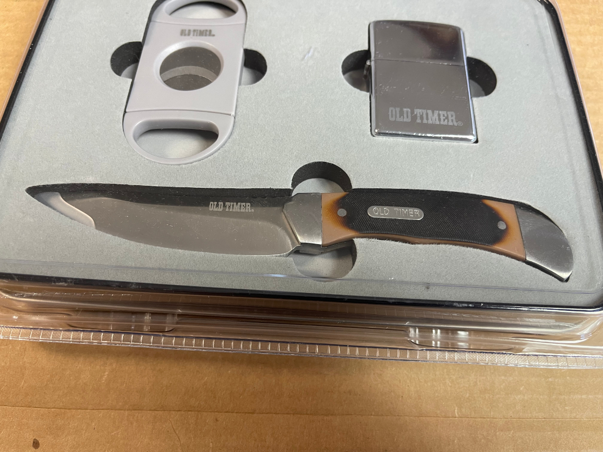 Schrade Old Timer Folder W/ Lighter & Cigar Cutter Limited Edition Tin New For Sale at ...
