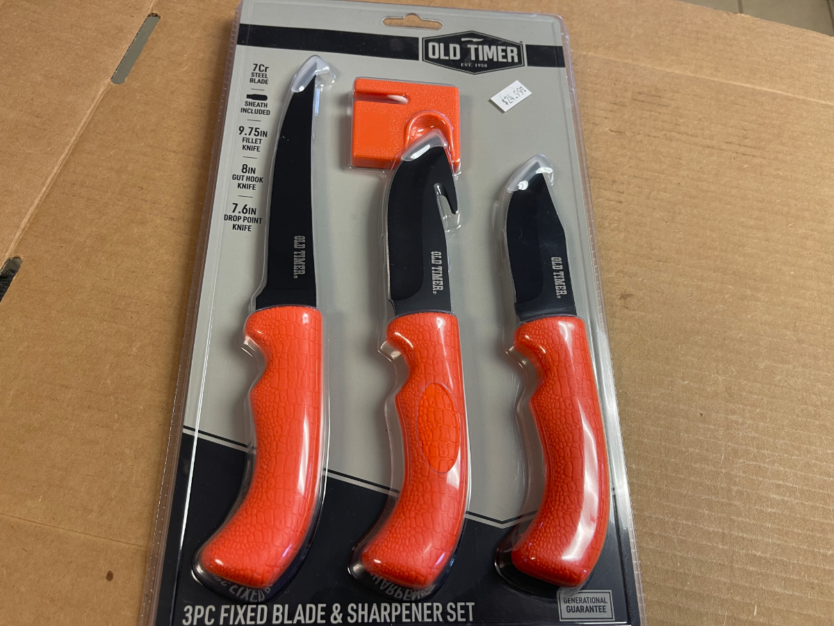 Old Timer 4 Piece Hunting Knife Game Processing SS Blades Rubber ...