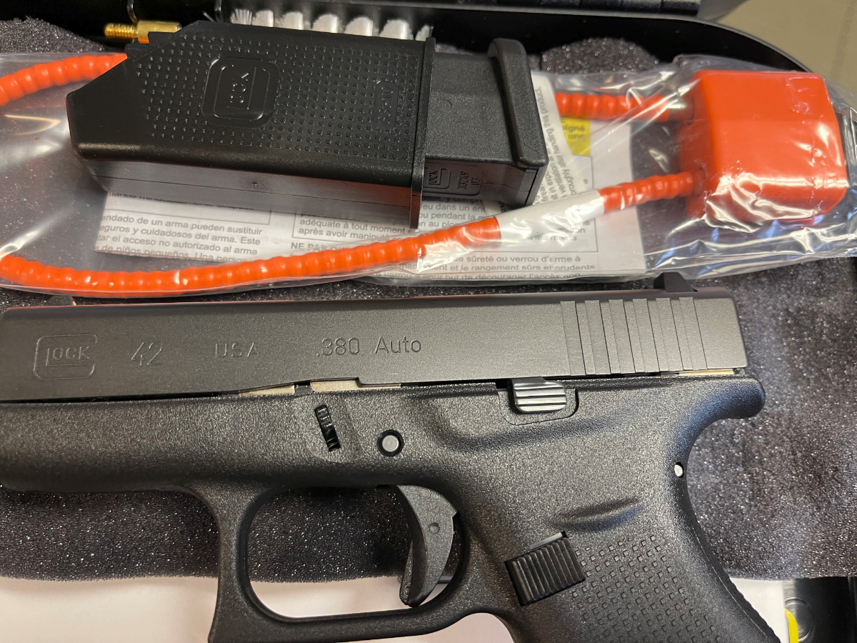 Glock Model G42 Sub Compact 3.25 Inch Barrel 6+1 Safe Action Trigger ...