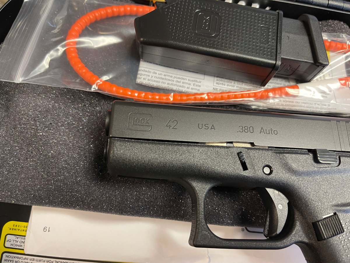 Glock Model G42 Sub Compact 3.25 Inch Barrel 6+1 Safe Action Trigger ...