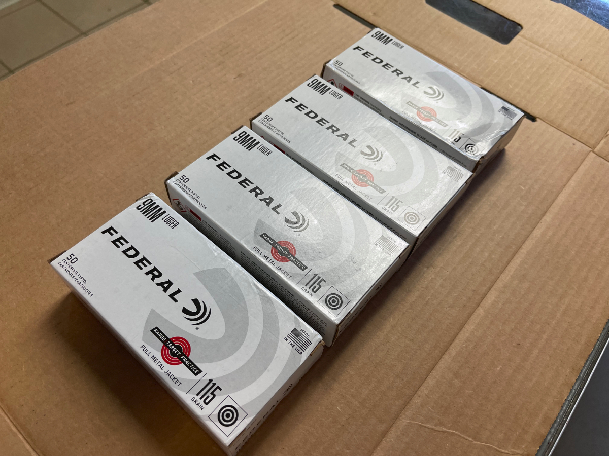 200 Rounds Federal Brass 9mm Ammunition 115 Grain Fmj New In Boxes 9mm ...