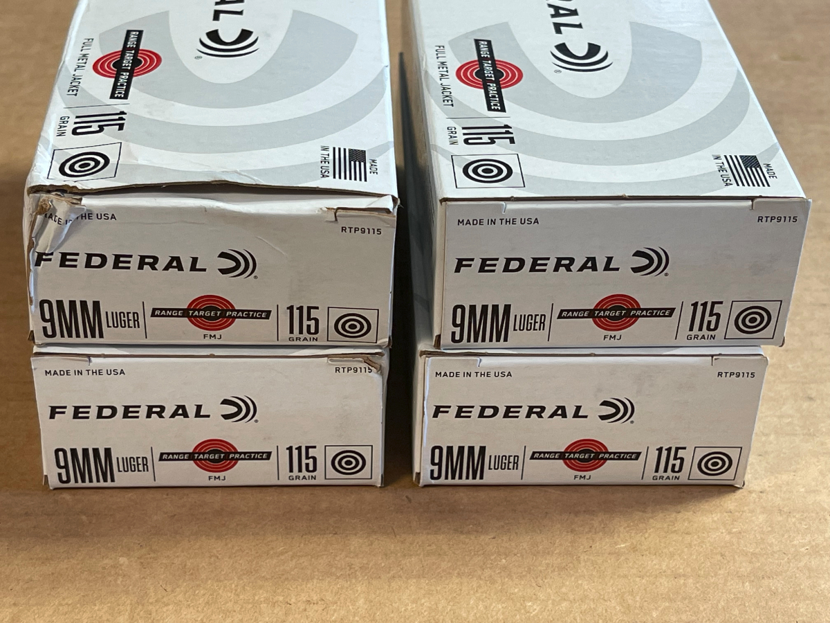 200 Rounds Federal Brass 9mm Ammunition 115 Grain Fmj New In Boxes 9mm ...