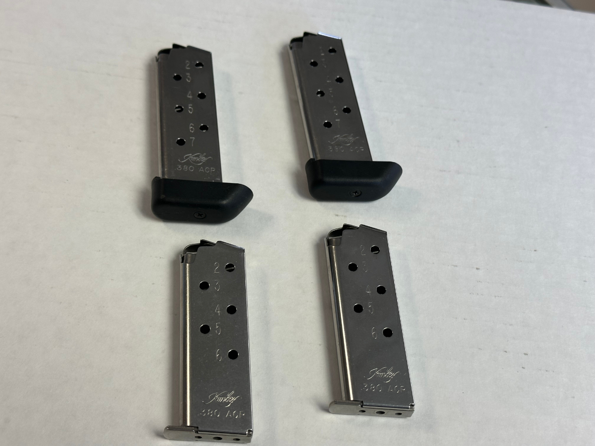 FOUR KIMBER MICRO 380 MAGAZINES TWO 7 ROUND AND TWO 6 ROUND EXCELLENT ...