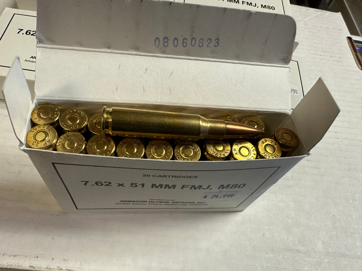 100 Rounds Armscor Global Defense M80 7.62x51 Mm Fmj Ammunition New In ...