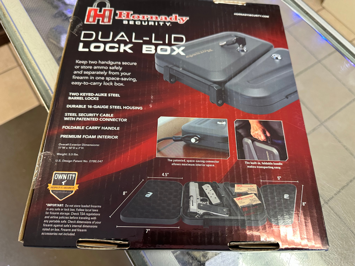 Hornady 95229 Dual-Lid Lock Box Key Entry Black Steel Holds 2 Handguns ...