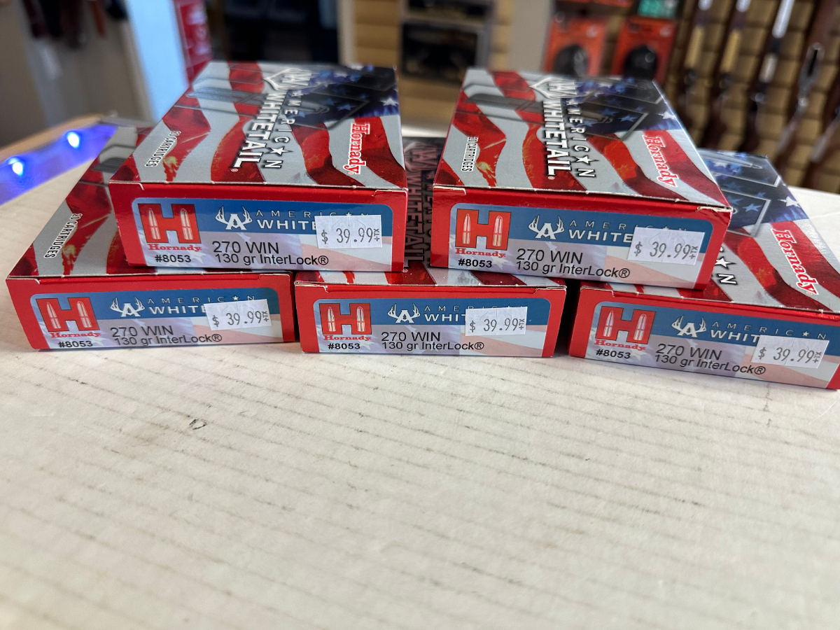 100 Rounds Hornady American Whitetail 270 Win 130 Grain Interlock ...