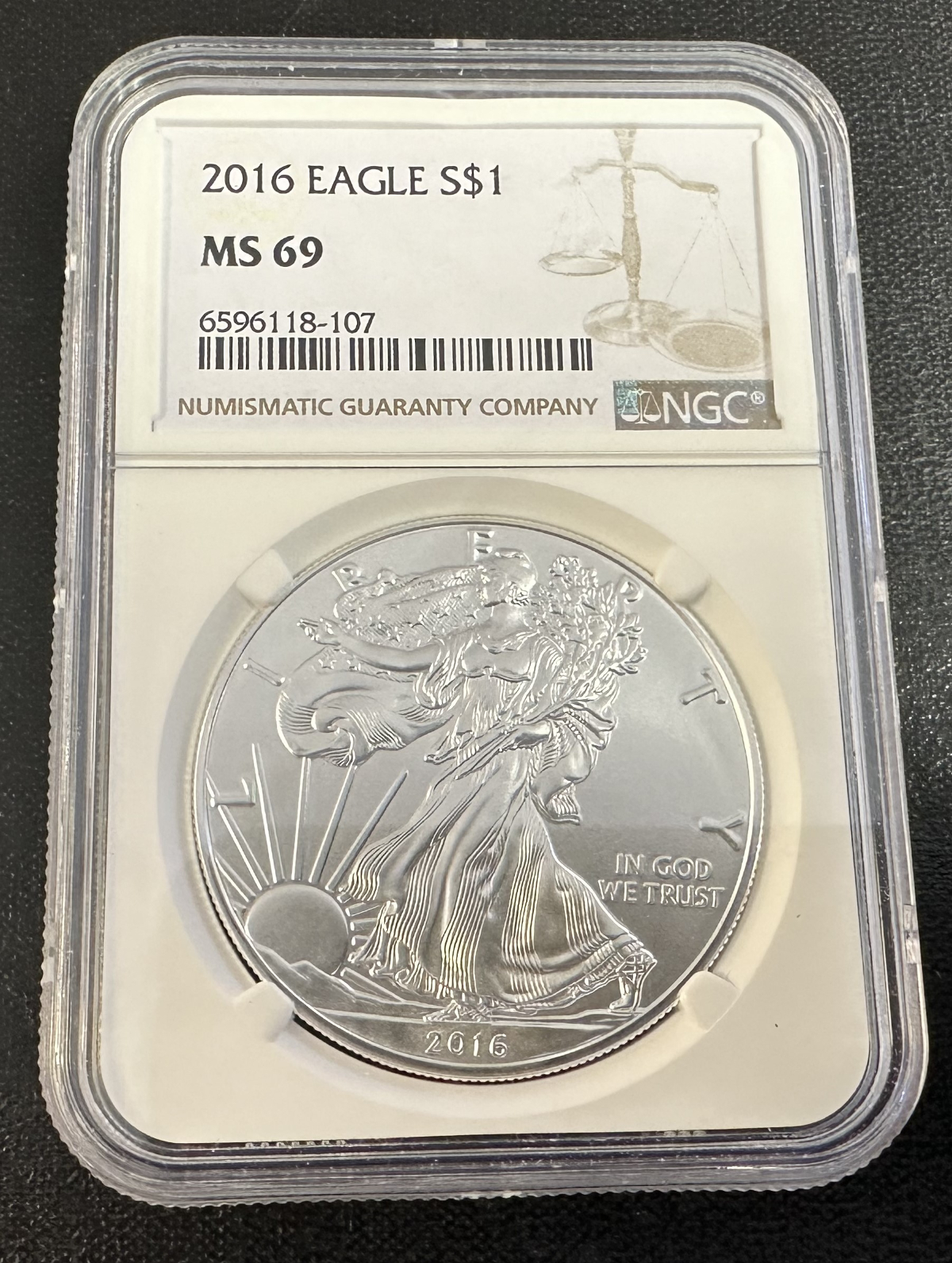 Beautiful 2016 Graded Mint State 69 American Silver Eagle 1 Oz Fine Silver In Ngc Graded Slab ...