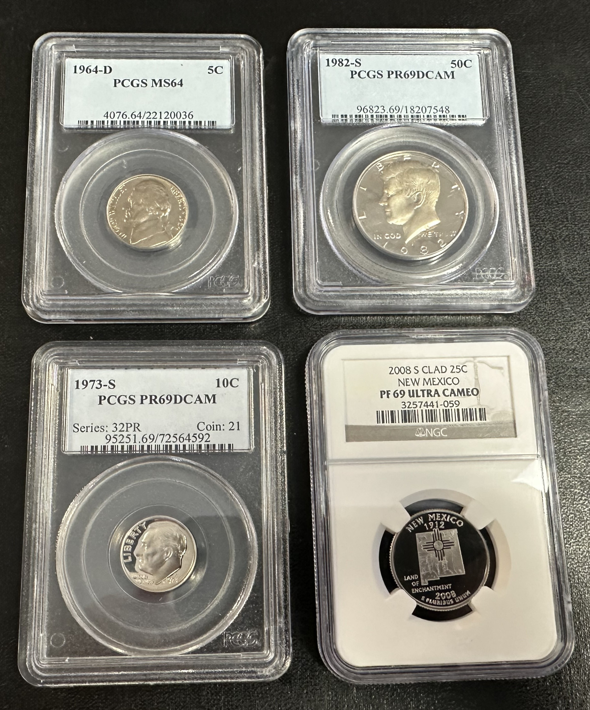 Nice Lot Of Four Graded Ngc And Pcgs Us Mint Coins, Very Nice Coins ...