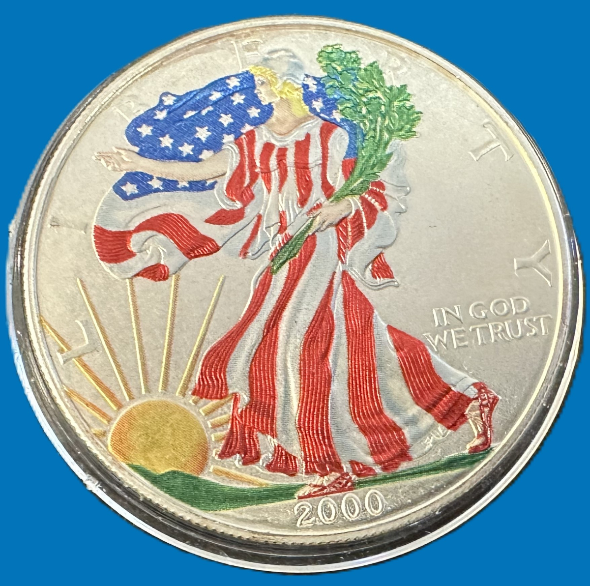 2000 Colorized American Silver Eagle 1oz Pure Fine .999 Silver In Great ...