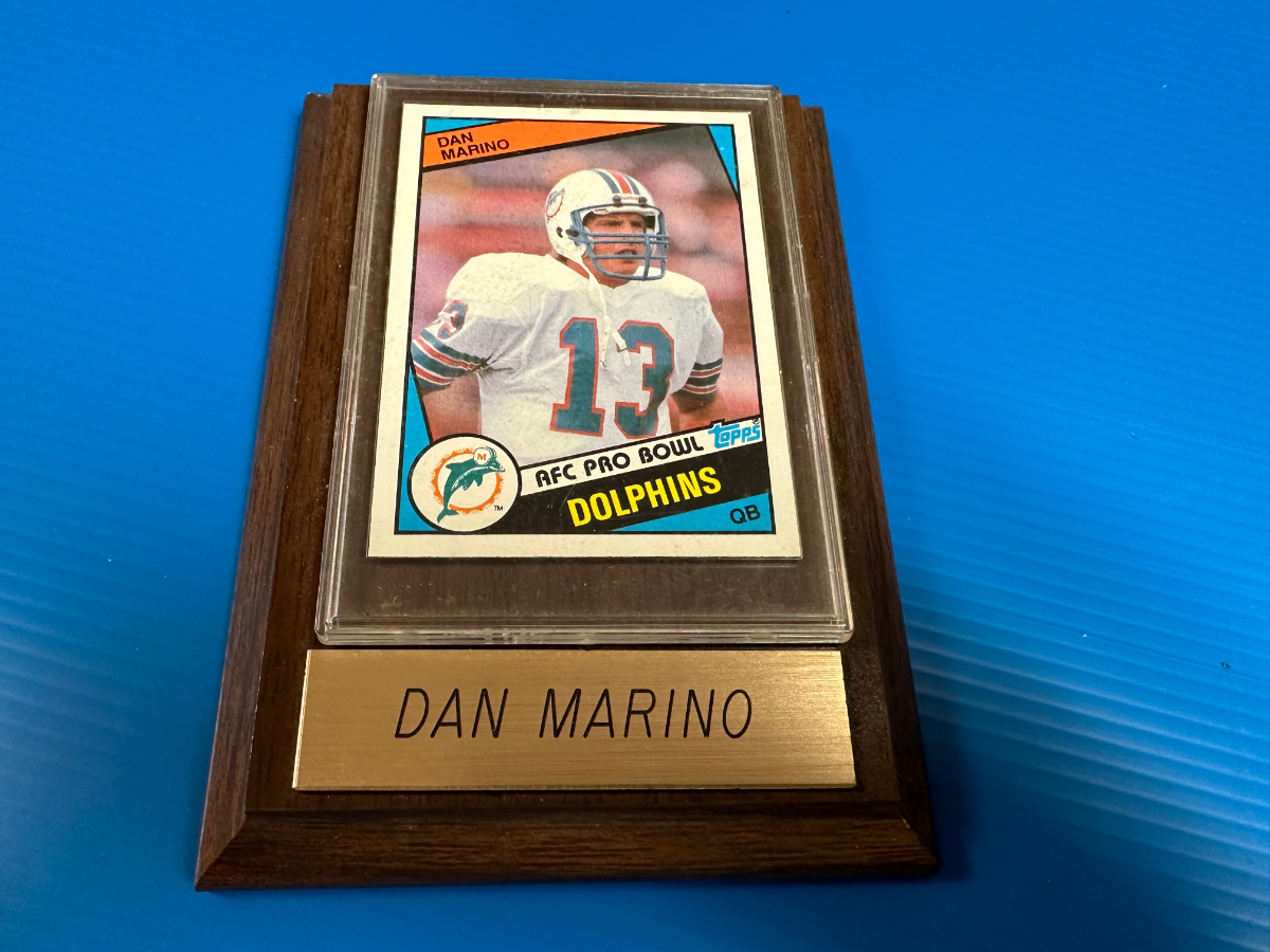 Excellent 1984 Dan Marino Rookie Card In Plastic Holder Wood Plaque ...