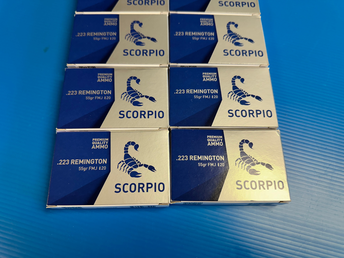 200 Rounds Stv Technology, Scorpio Ammo, 223 Remington, 55 Grain, Full ...