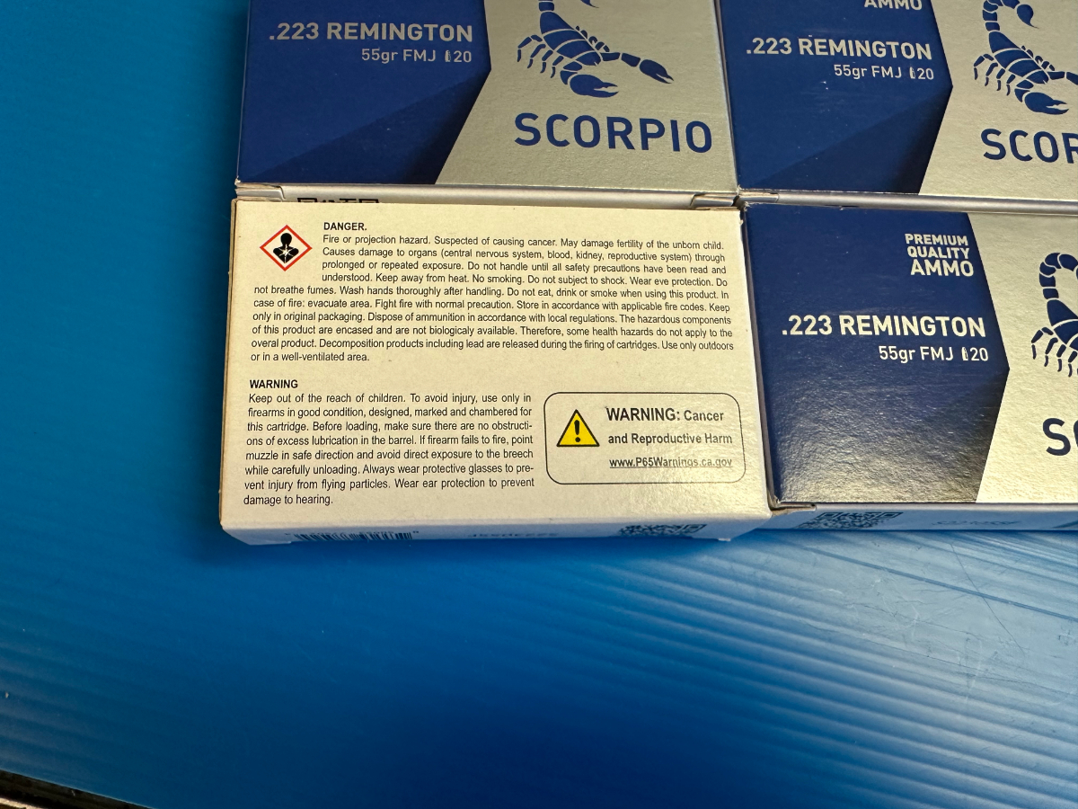 200 Rounds Stv Technology, Scorpio Ammo, 223 Remington, 55 Grain, Full ...