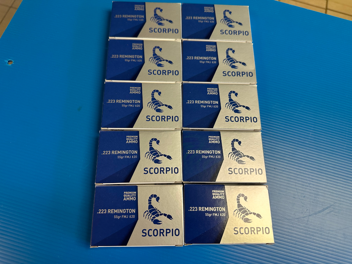 200 Rounds Stv Technology, Scorpio Ammo, 223 Remington, 55 Grain, Full Metal Jacket All New In ...