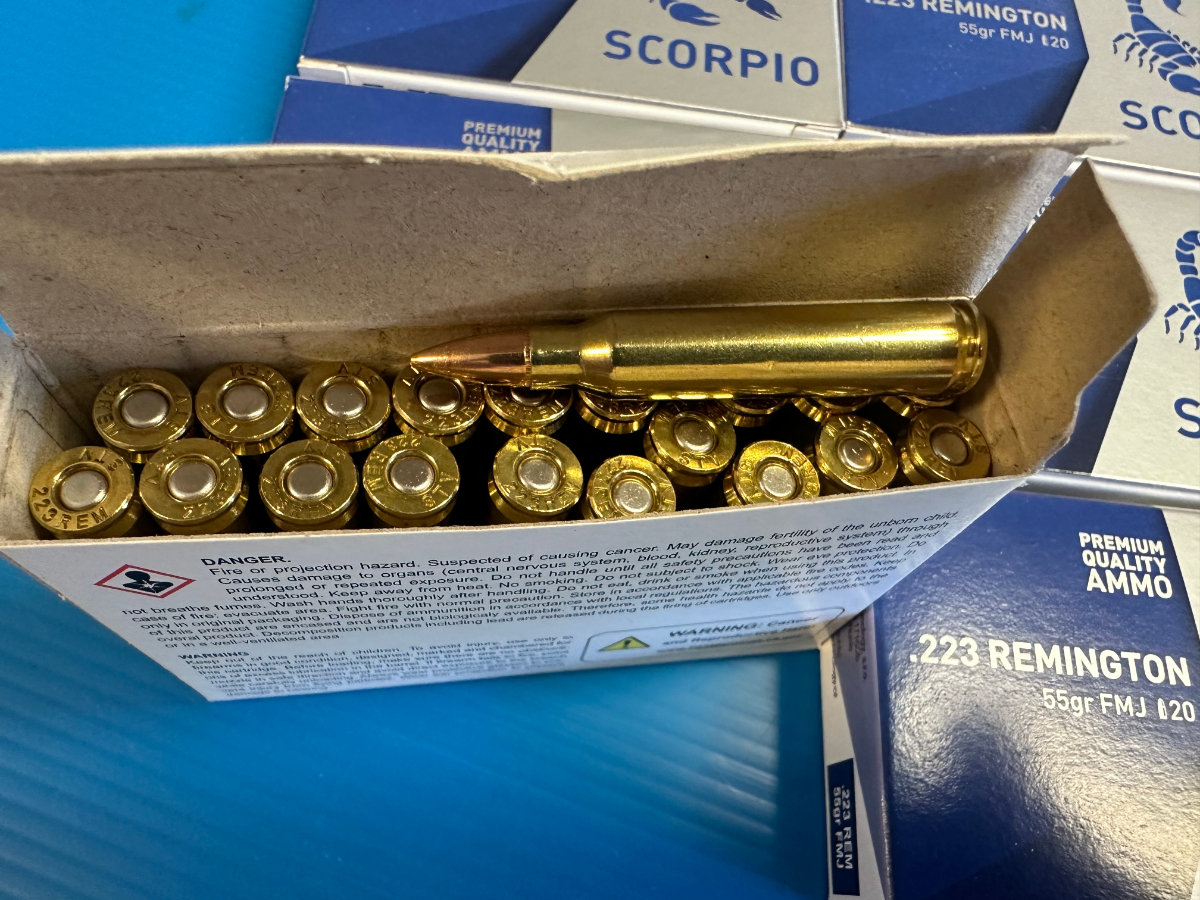 200 Rounds Stv Technology, Scorpio Ammo, 223 Remington, 55 Grain, Full ...
