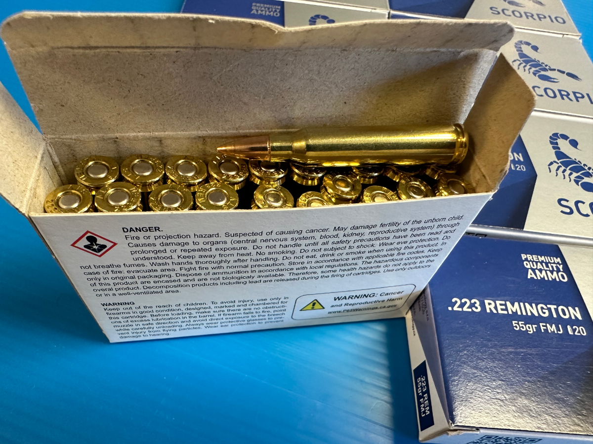 200 Rounds Stv Technology, Scorpio Ammo, 223 Remington, 55 Grain, Full ...