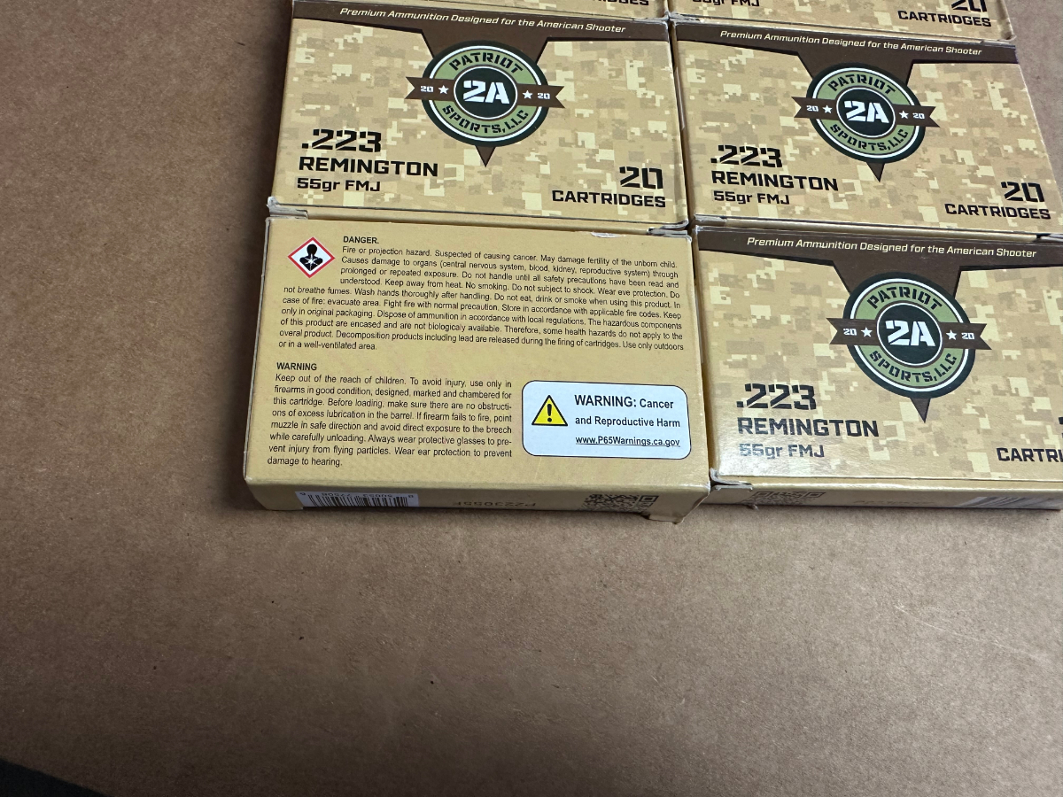Nice Lot Of 200 Rounds Stv Patriot Sports 2a 223 Remington 55 Grain Fmj ...