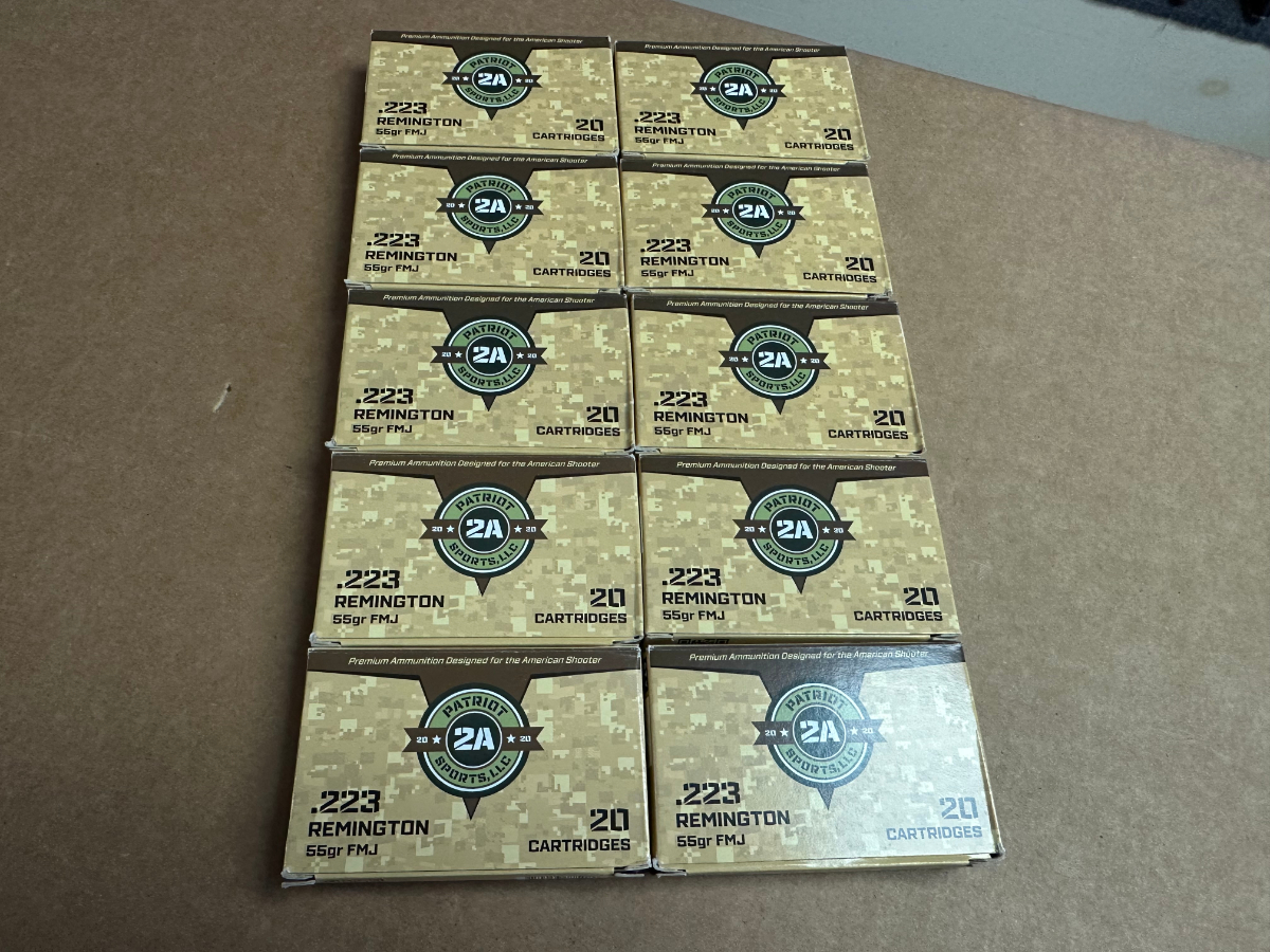Nice Lot Of 200 Rounds Stv Patriot Sports 2a 223 Remington 55 Grain Fmj ...