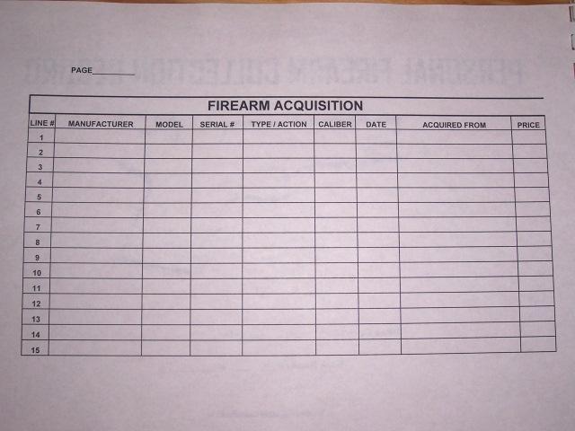 Personal Firearm Record / Log Bound Book 75 Entry - Picture 2