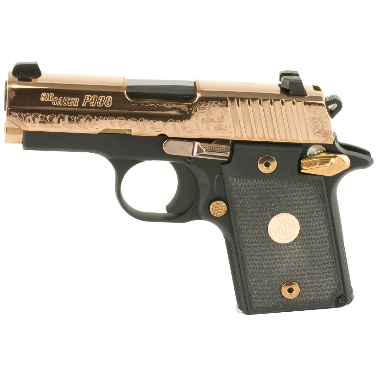 Sig Sauer P938 Rose Gold Compact 9mm Black G10 Grips Night Sights 9mm ...