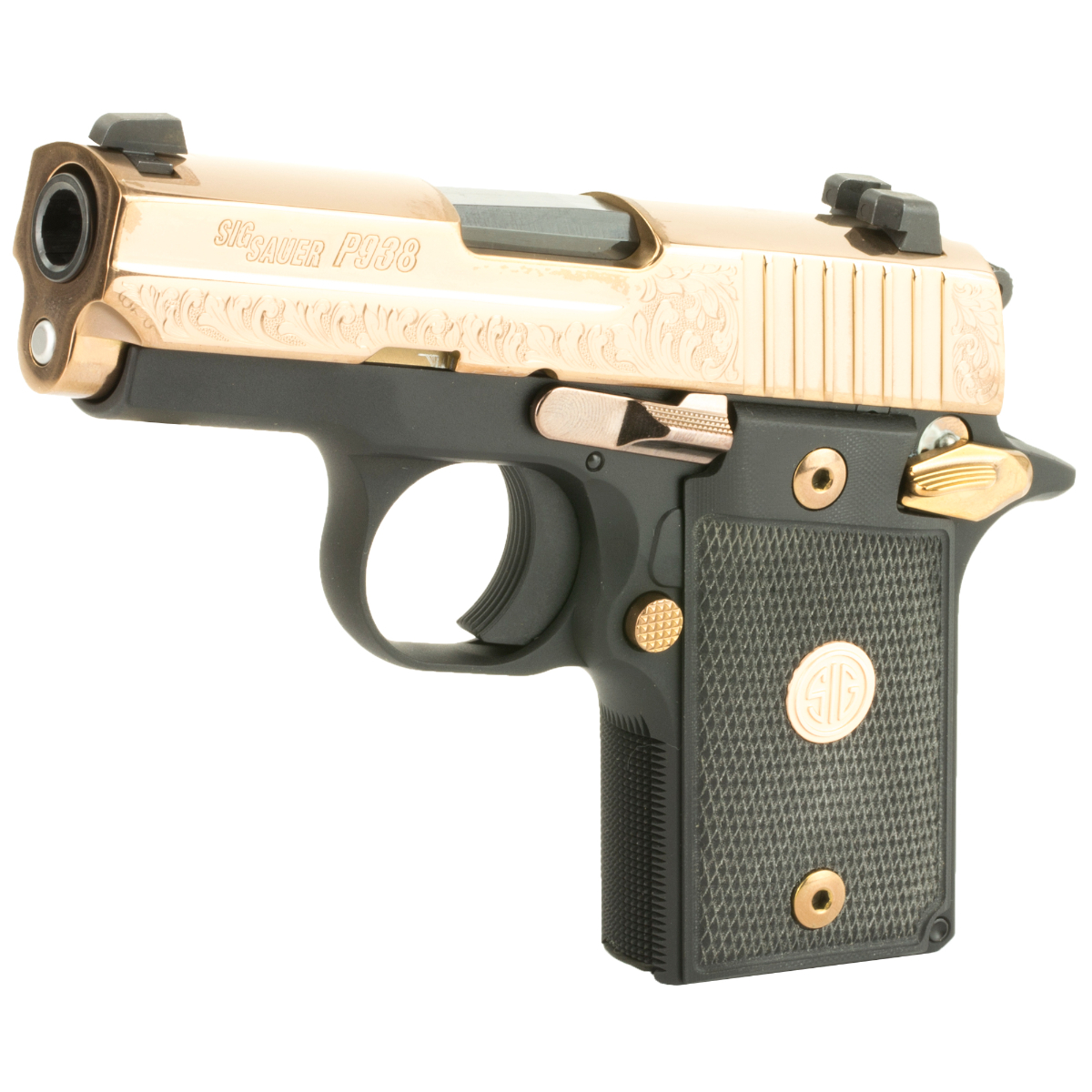 Sig Sauer P938 Rose Gold Compact 9mm Black G10 Grips Night Sights 9mm ...