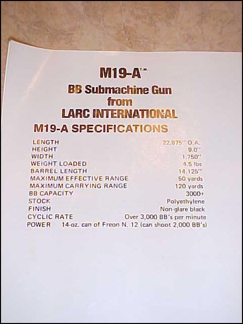 Vintage Bb Submachine Gun,M19-A,Larc International For Sale at GunAuction.com - 7270309