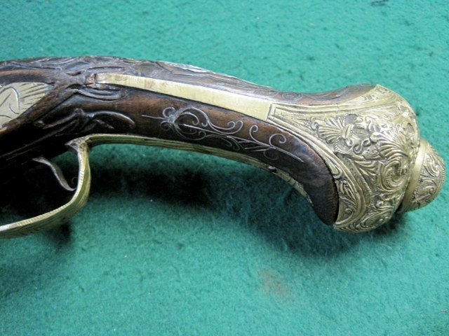 Above average Middle eastern Flintlock Pistol. Nice interior work on ...