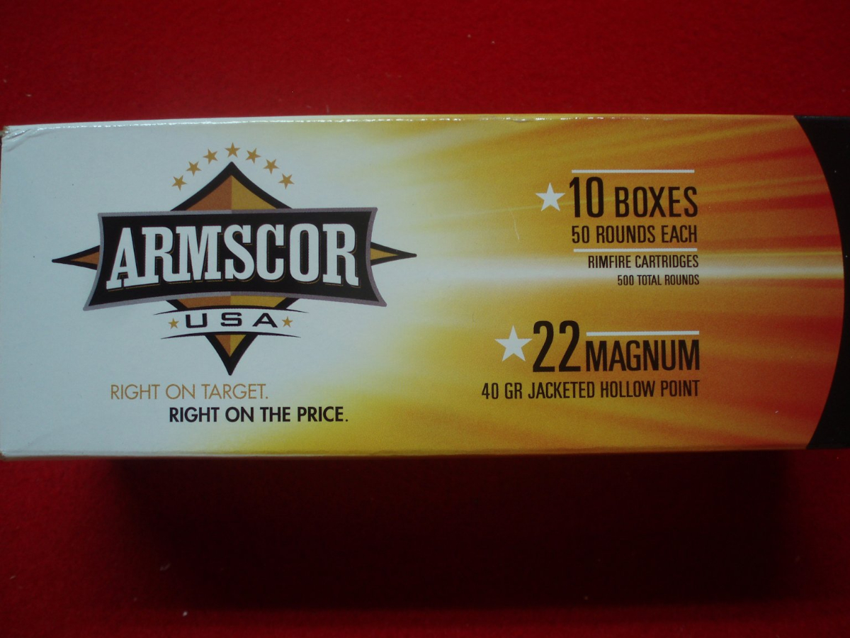 Armscor 10 Boxes (500 Rounds) 40 Gr. Hp .22 Magnum For Sale at ...