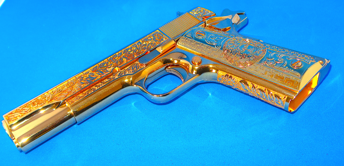 Exclusive Colt 1911 One Of One 24k Gold With Diamond Front And Rear Sights .45 Acp For Sale at ...