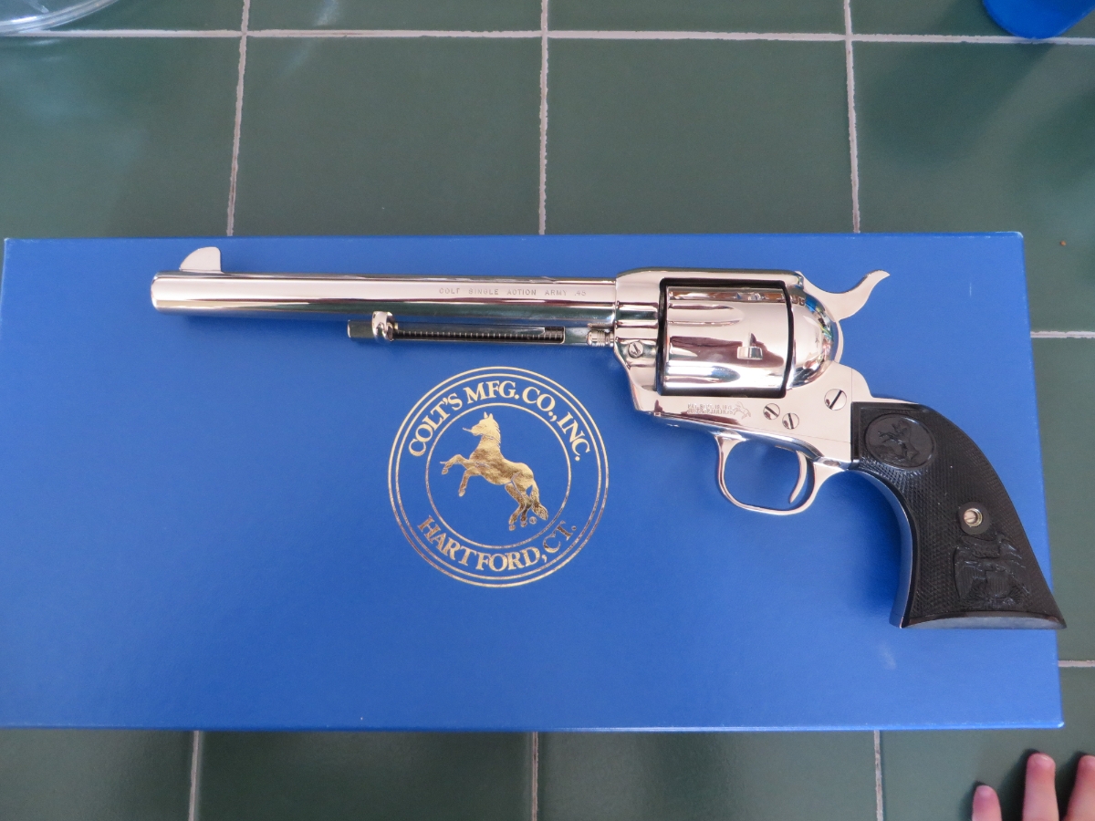Colt , Factory New, Single Action Army, 7.5" Barrel, Nickle Finish ...
