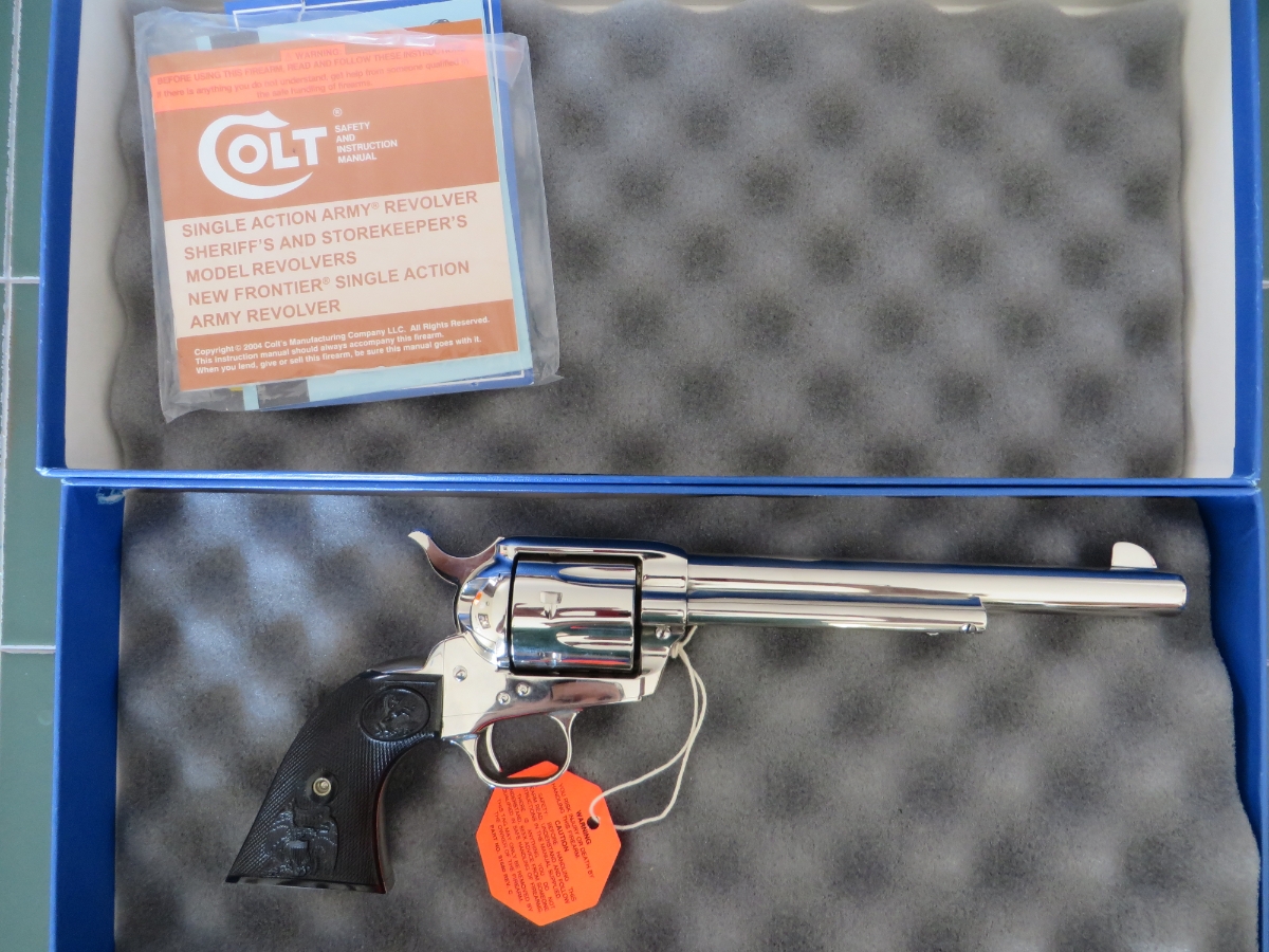 Colt , Factory New, Single Action Army, 7.5" Barrel, Nickle Finish ...