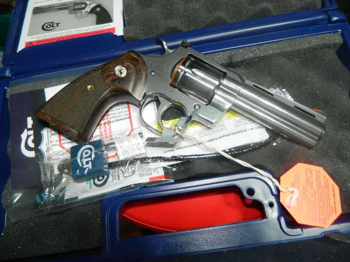 Colt Python 357 Stainless With 4 Inch Barrel New In Box .357 Magnum For ...