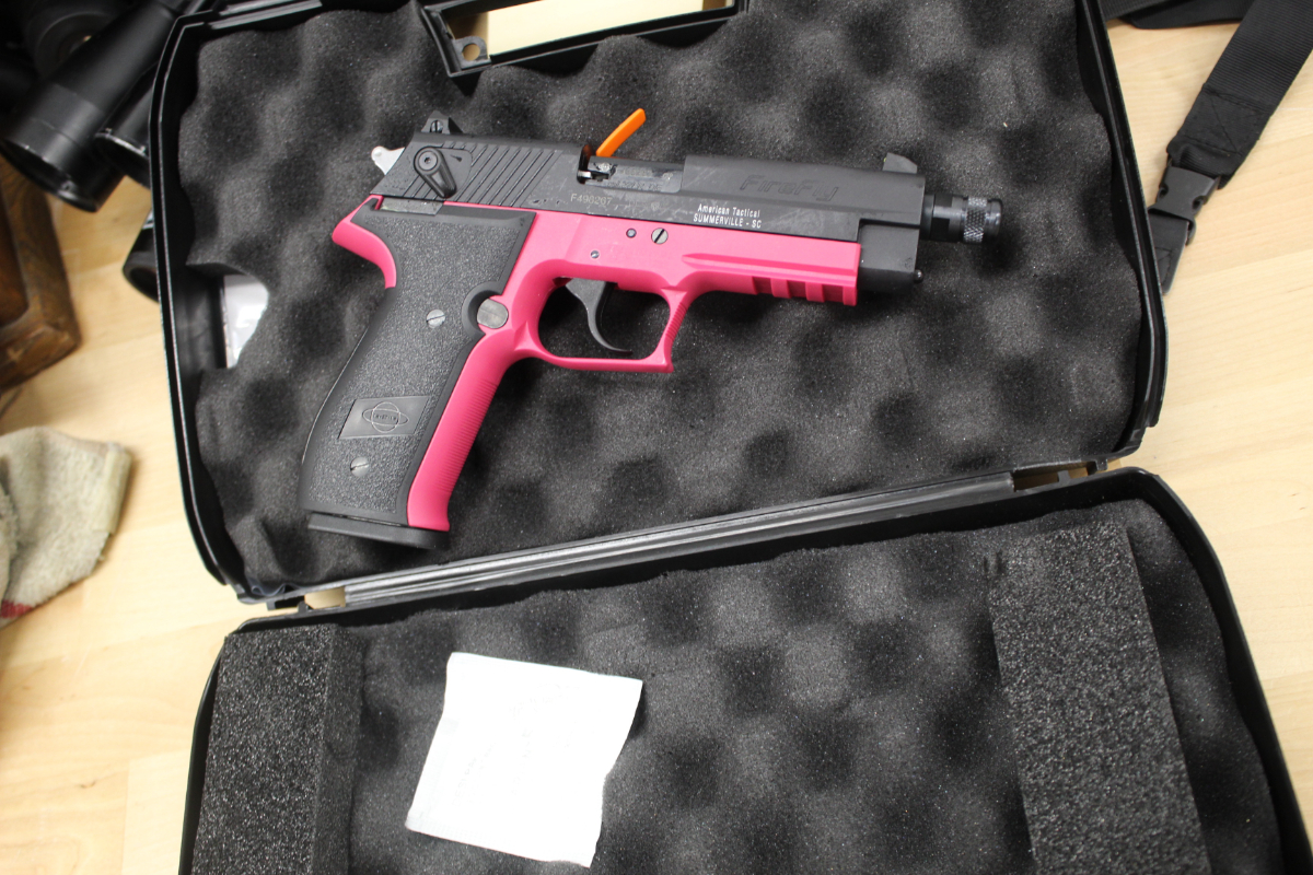 GSG FIREFLY PINK AND BLACK IN 22 L. R. WITH THREAED BARREL NO RESERVE ...