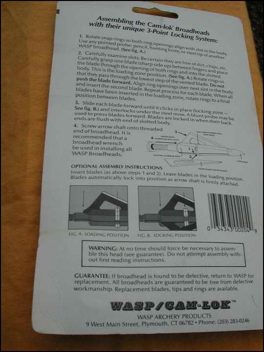 Wasp Cam-Lock Broadheads 6 Pack For Sale at GunAuction.com - 6280505