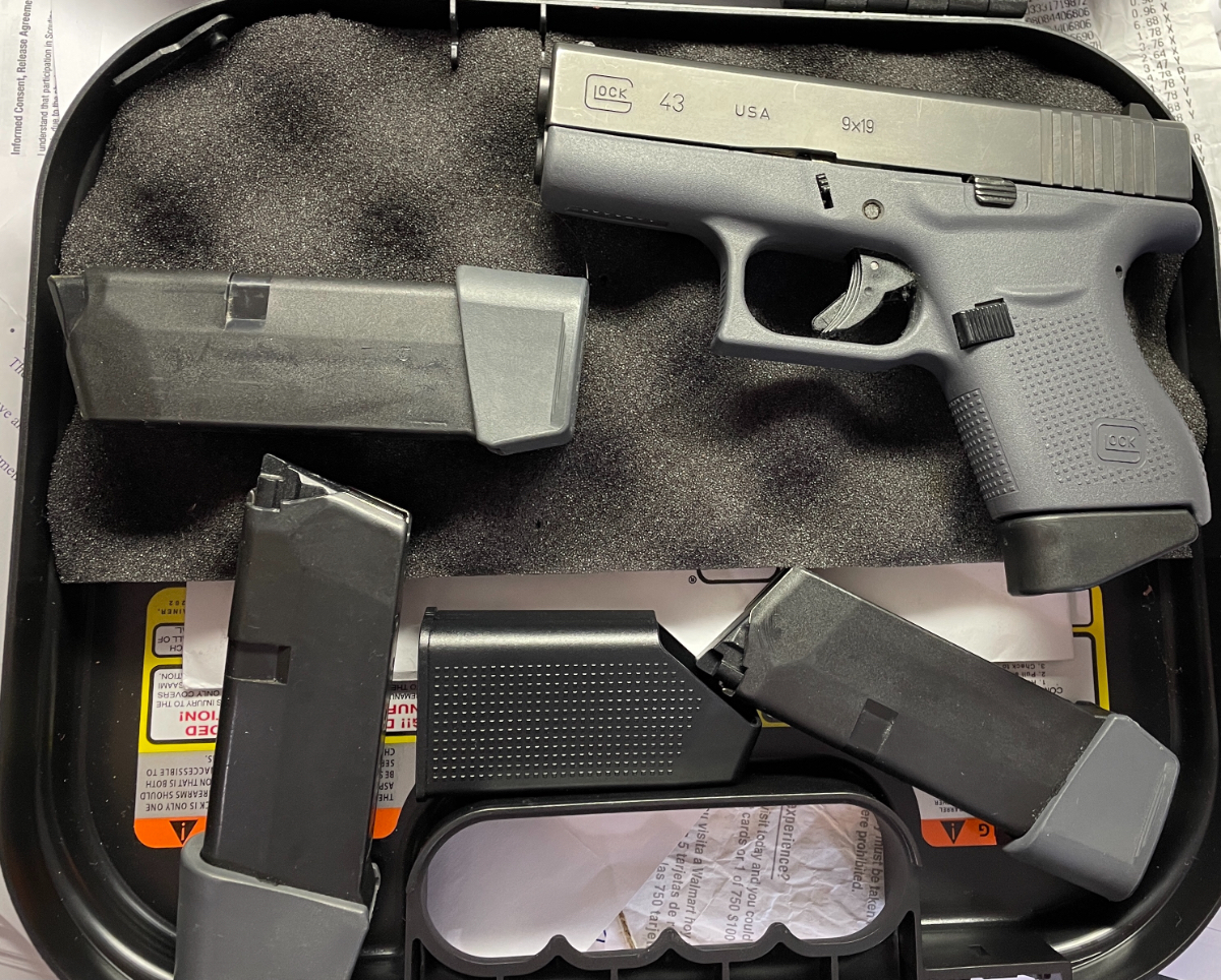 Glock G43 Special Edition Gray Frame With Black Slide Slightly Used 9mm ...