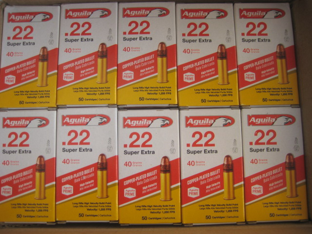 Aguila Super Extra 22 LR 40GR Copper Plated Solid Point 2,000 rounds ...