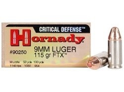 Hornady 9mm Ftx Critical Defense 115gr - 25 Rds. Hollow, Expanding Flex ...